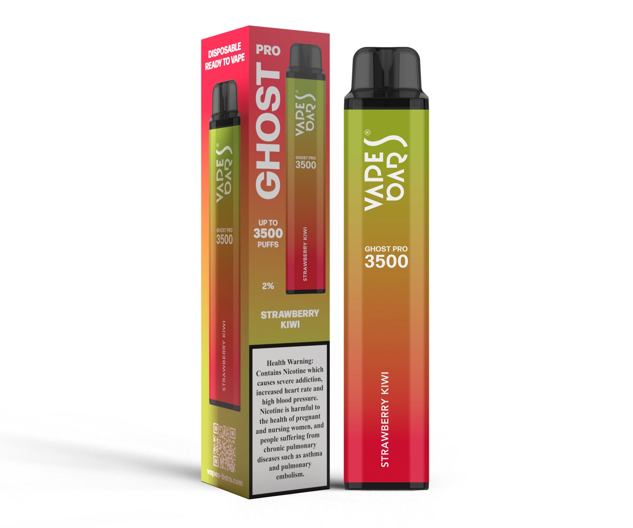 Strawberry Kiwi Ghost 3500 Pro Disposable Vape Vapes Bars 